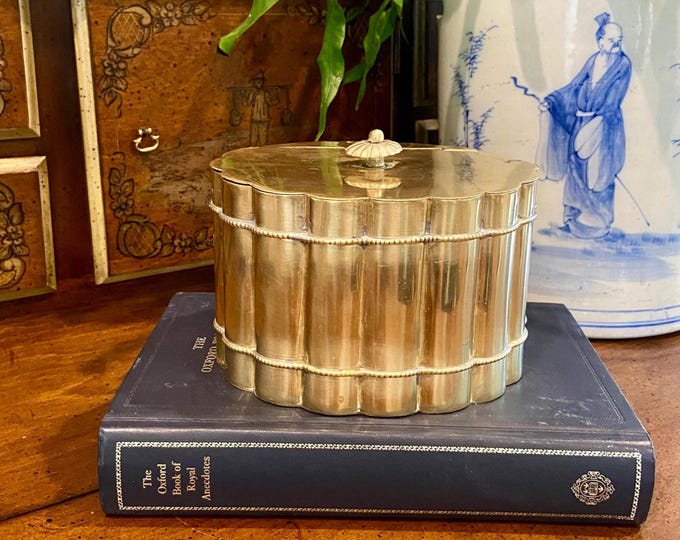 Vintage Fluted Hinged Brass Tea Caddy Box - Etsy
