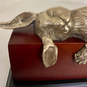 Vintage Brass Sleeping Rabbit on Wood Base - Etsy