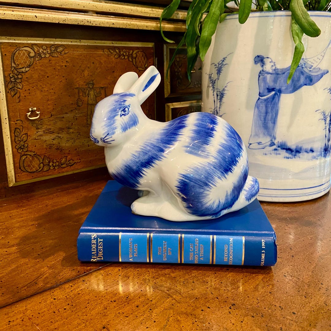 Blue & White Porcelain Rabbit - Etsy
