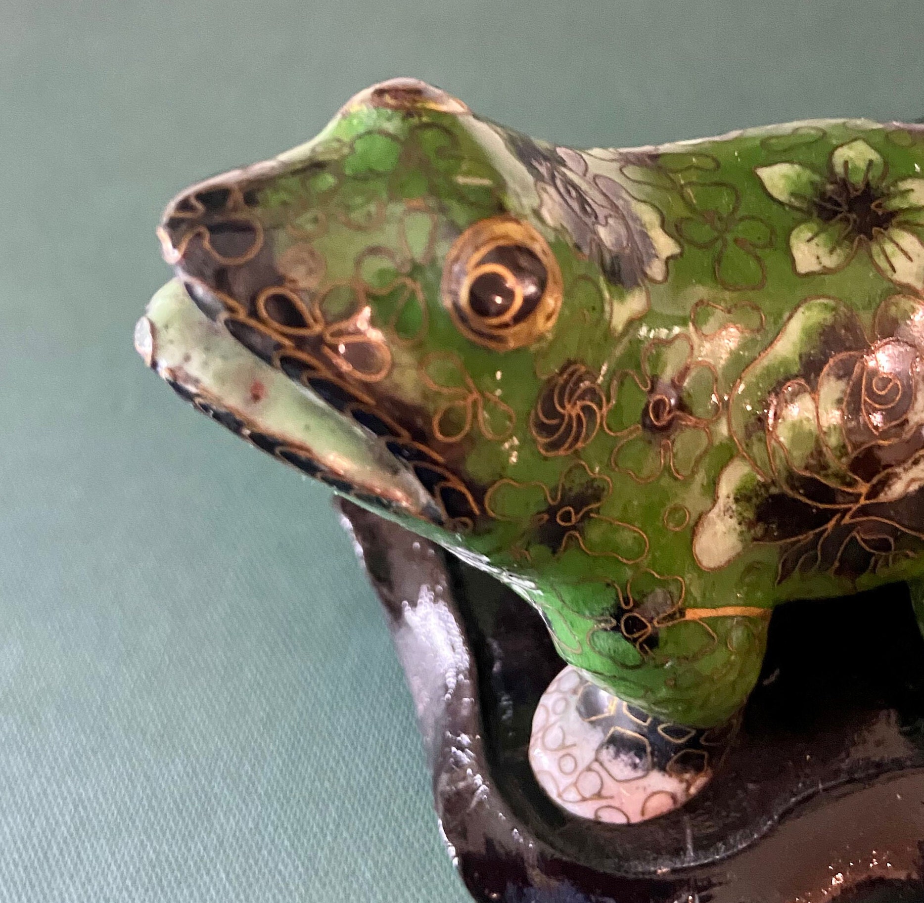 Cloisonné Frog With Wood Lily Pad Display Stand - Etsy