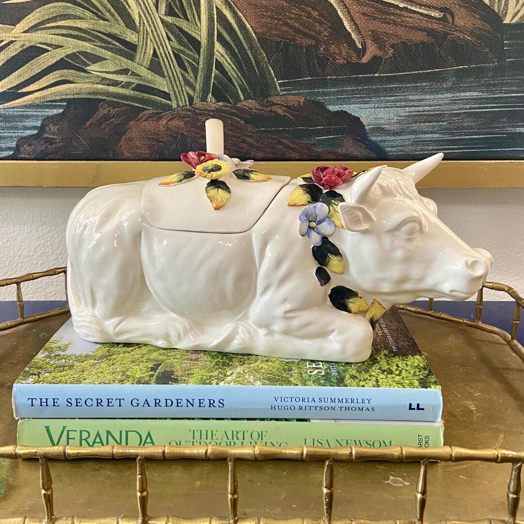 Italian Ceramic Bull Tureen With Floral Designs - Etsy