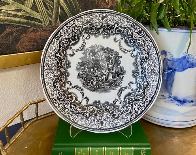 Spode Regency Series Plate 'british Flowers' in Black and White, the ...