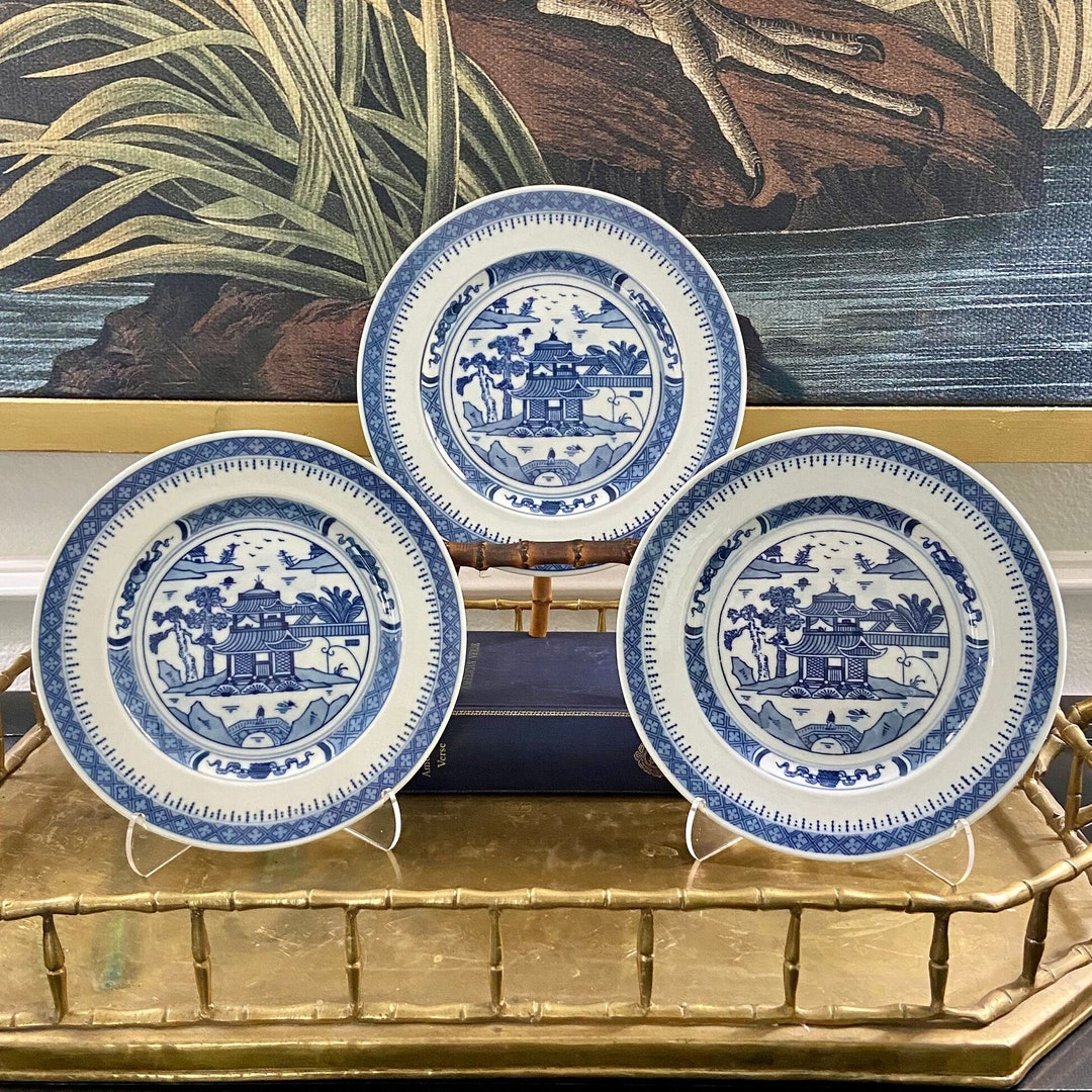 Set of 3 Chinoiserie Blue Canton Plates - Etsy