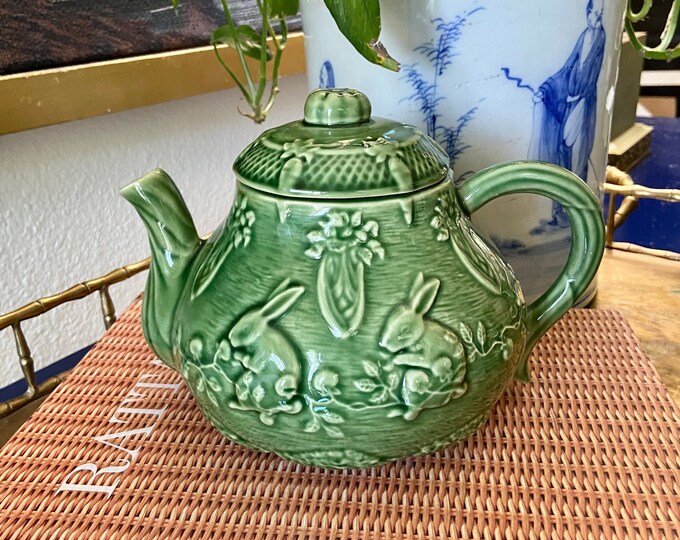 Bordallo Pinheiro Green Rabbit & Carrot Teapot - Etsy