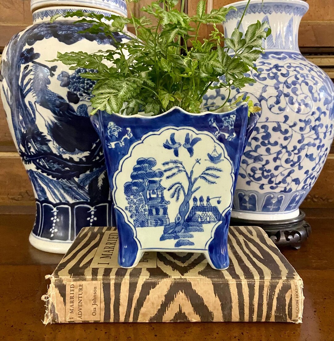 Chinoiserie Footed Cachepot Planter With Handles - Etsy