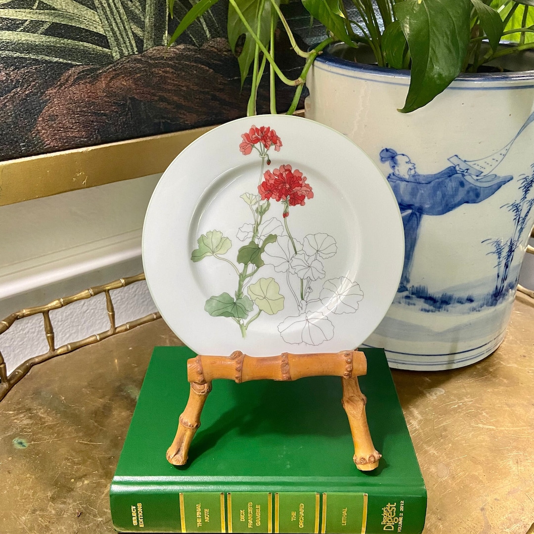 Geranium Plate by Mary Lou Goertzen 1981 Watercolors Block Spal ...