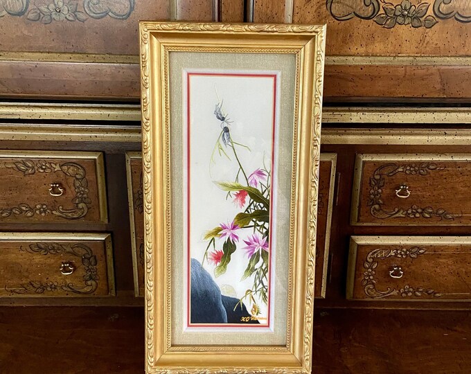 Chinoiserie Cricket & Floral Embroidery Framed Artwork - Etsy