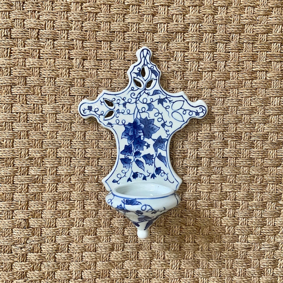 Chinoiserie Blue & White Porcelain Candleholder Wall Sconce - Etsy
