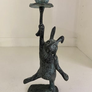 Vintage Bronze With Verdigris Rabbit Candlestick Holders - Etsy