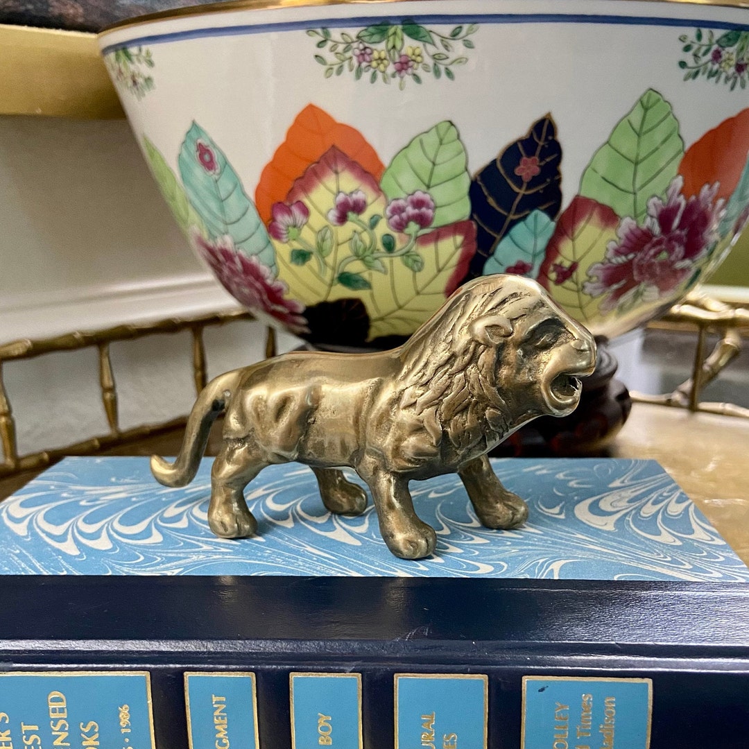 Vintage Brass Lion Figurine Paperweight - Etsy