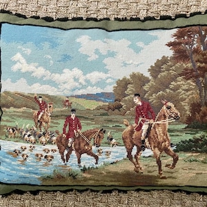 Aubusson Fox Hunt Petite Point Needlepoint Throw Pillow - Etsy