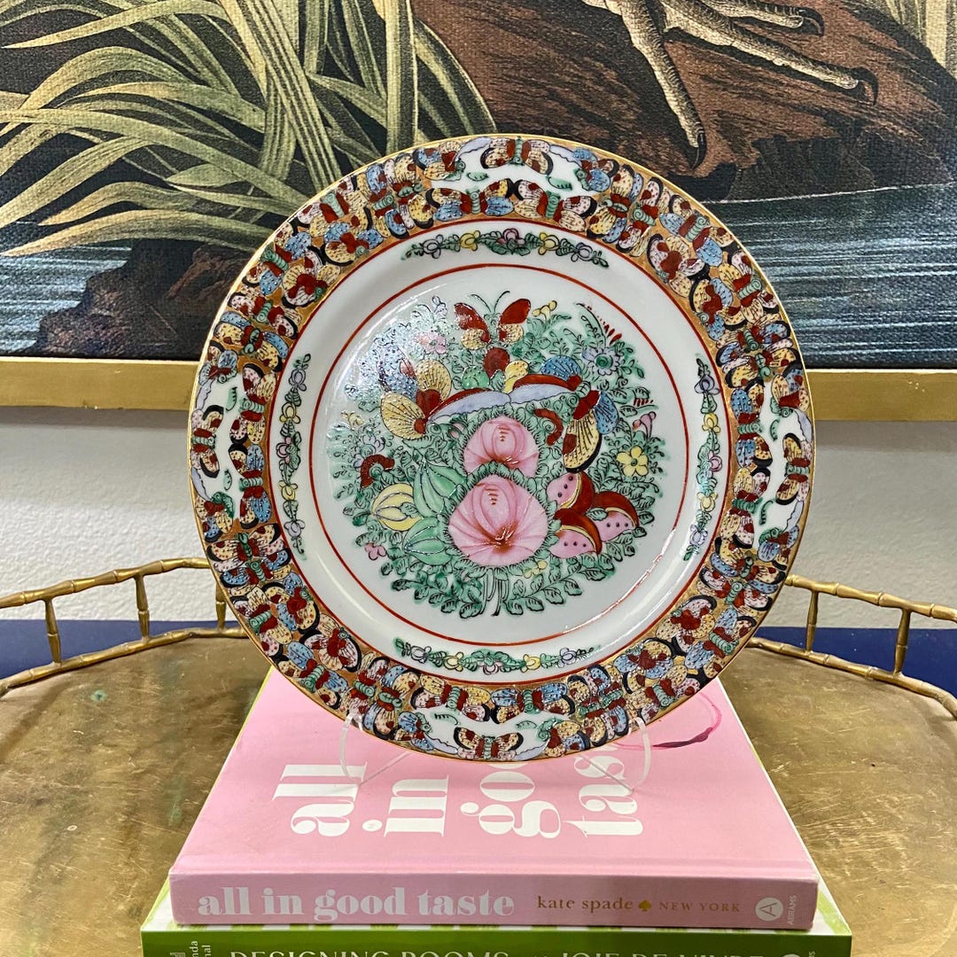 Thousand Butterflies / Rose Canton Porcelain 10.25" Plate - Etsy