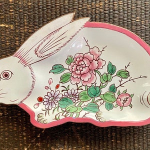 Chinoiserie Enamel Over Copper Rabbit Trinket Dish - Etsy