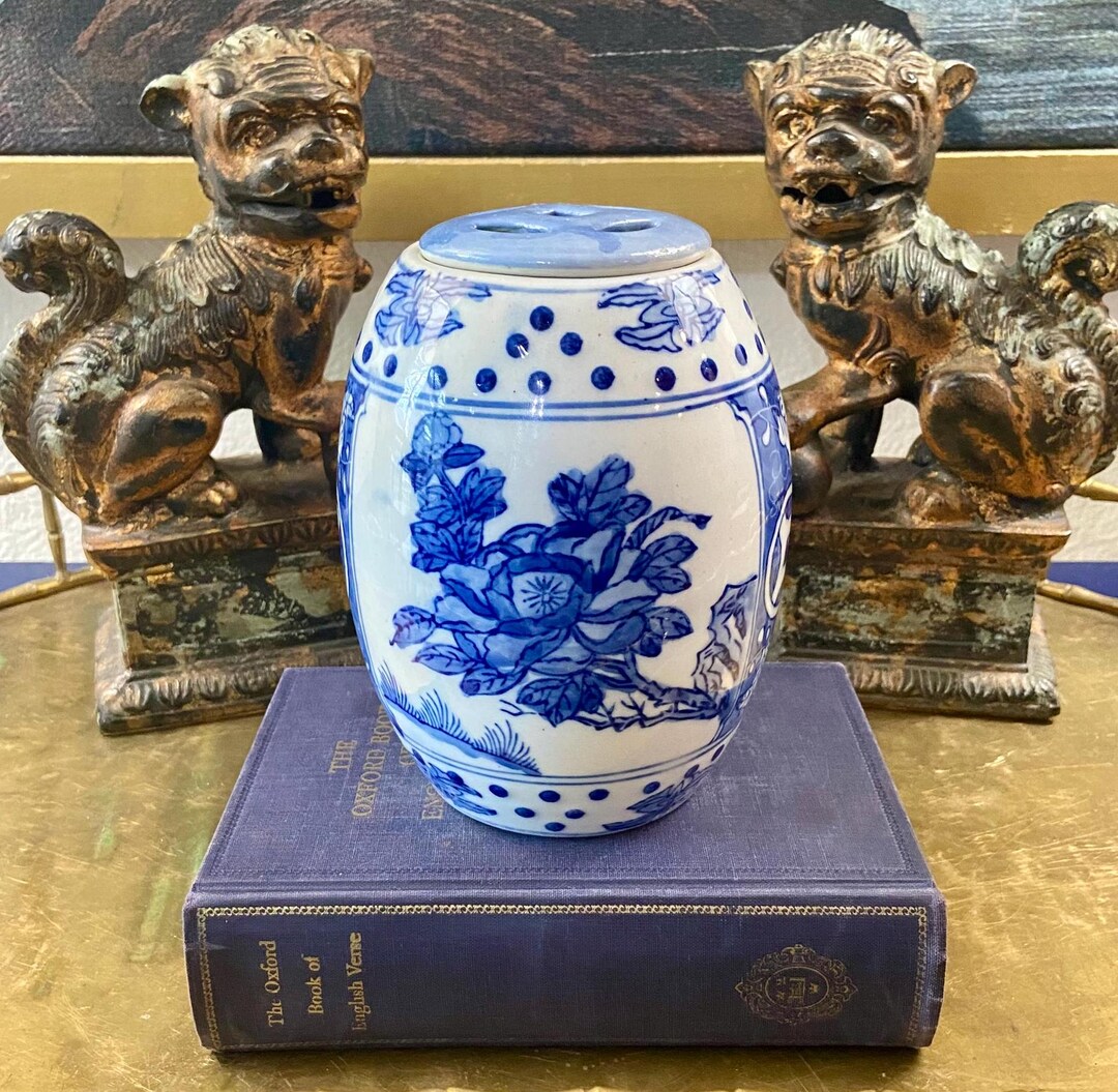 Chinoiserie Blue & White Mini Garden Stool - Etsy