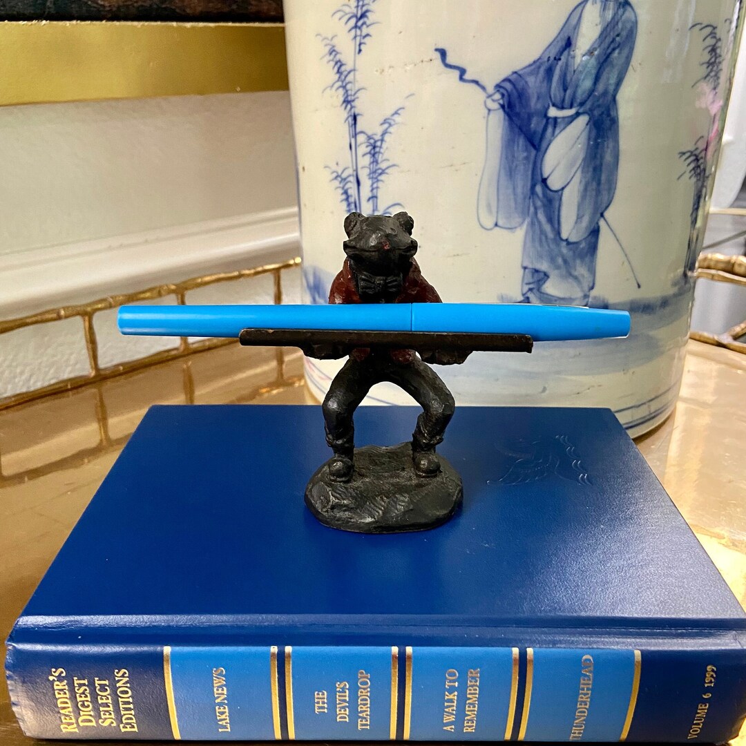 Cast Metal Frog Pen Holder - Etsy