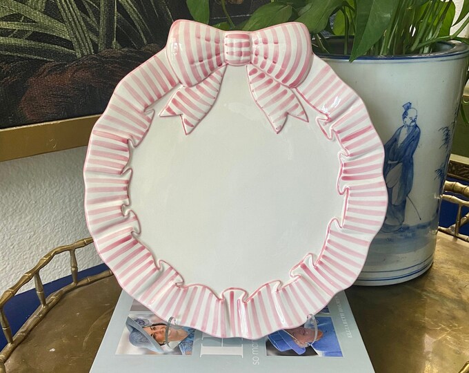 The Haldon Group 1989 Pink Striped Bow Ribbon Plate - Etsy