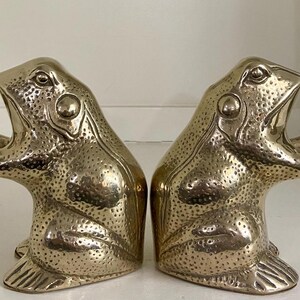 Pair of Vintage Brass Frog Bookends - Etsy
