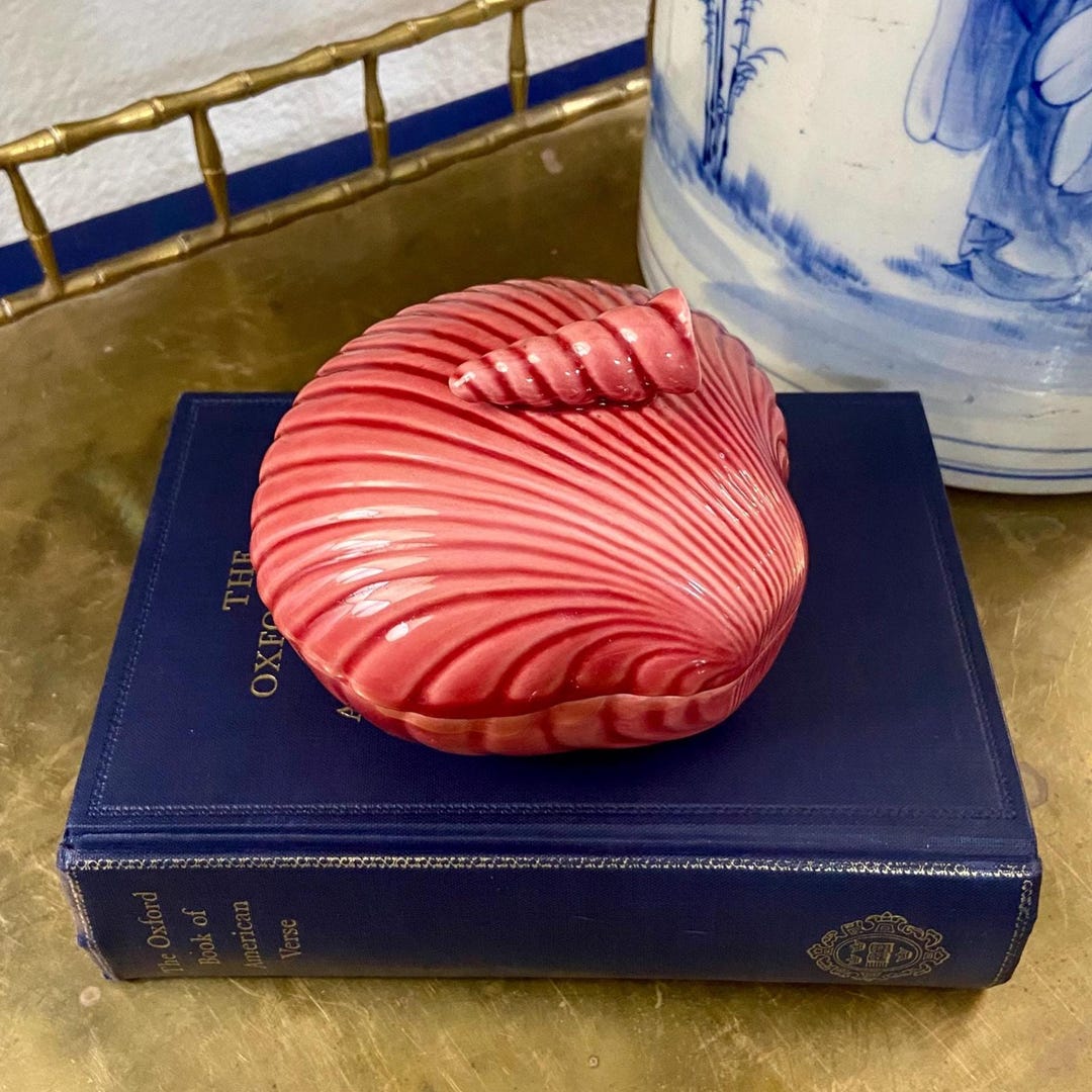 Vintage Pink Seashell Trinket Box - Etsy