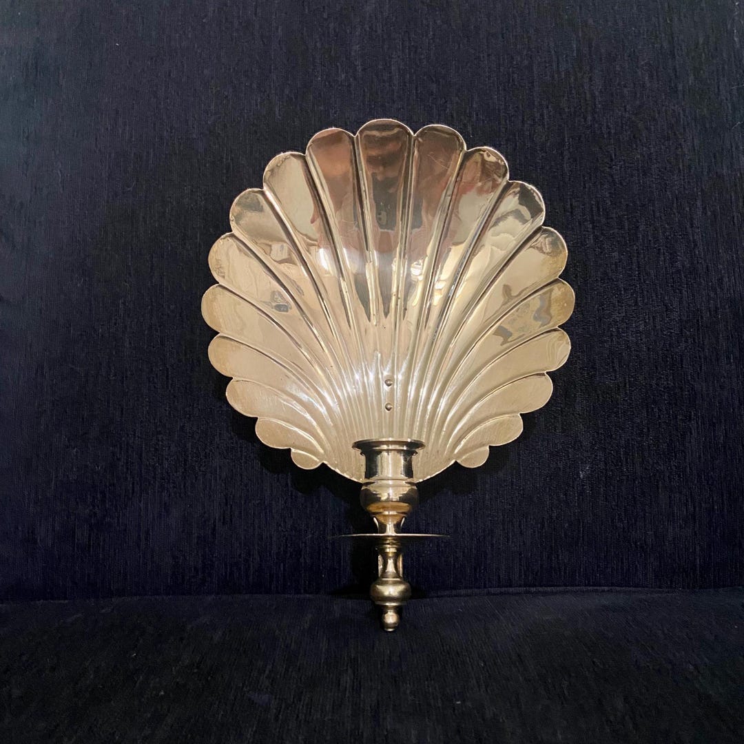 Vintage Brass Seashell Candle Holder Wall Sconce - Etsy