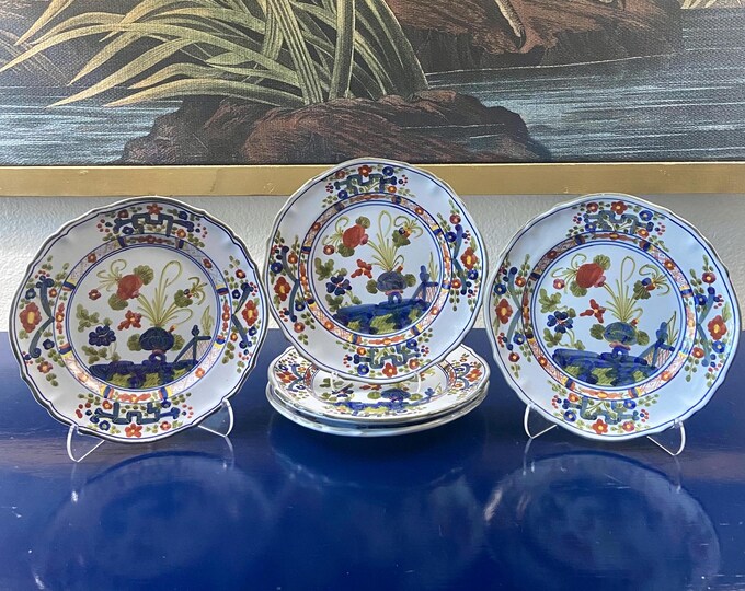 Set of 5 Garofano Faenza Blue Carnation 8.25 Salad Plates - Please Read ...