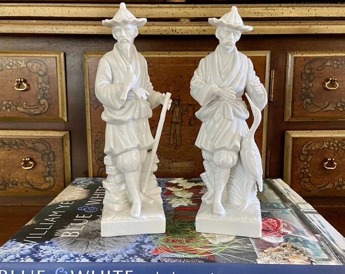 Pair of Fitz & Floyd White Blanc De Chine Asian Figurines - Etsy