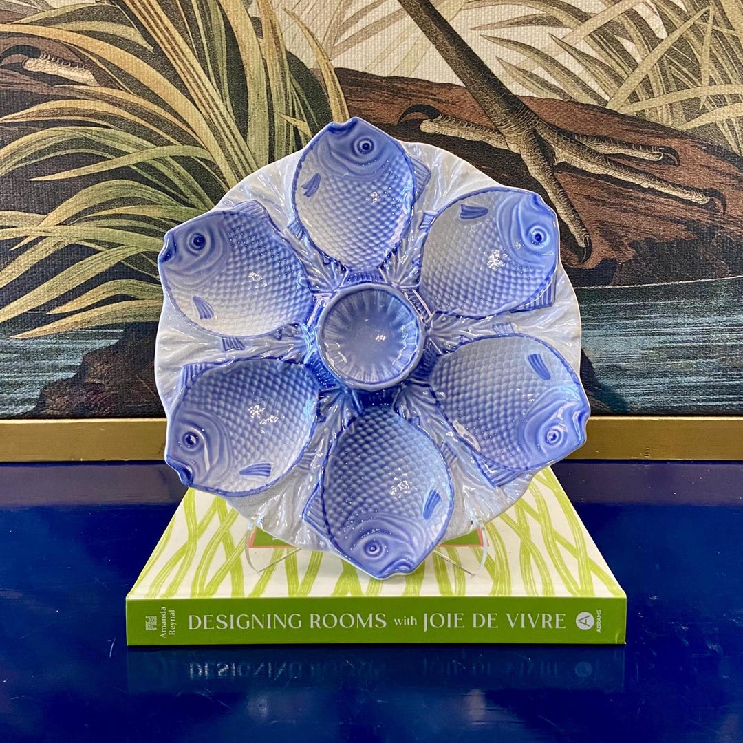 Bordallo Pinheiro Majolica Fish Oyster Plate - Etsy