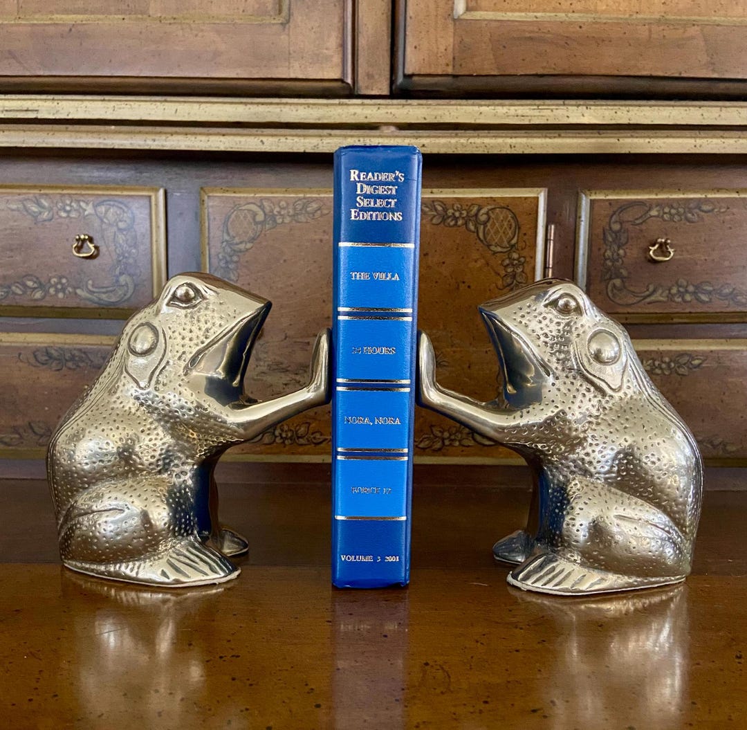 Pair of Vintage Brass Frog Bookends - Etsy