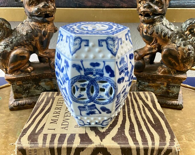 Chinoiserie Blue and White Mini Garden Stool - Etsy