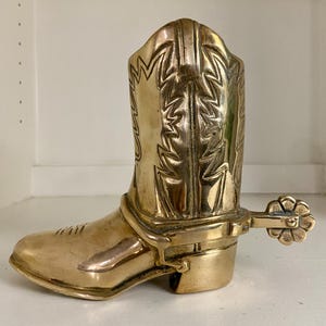 Large Brass Cowboy Boot With Spur - Etsy