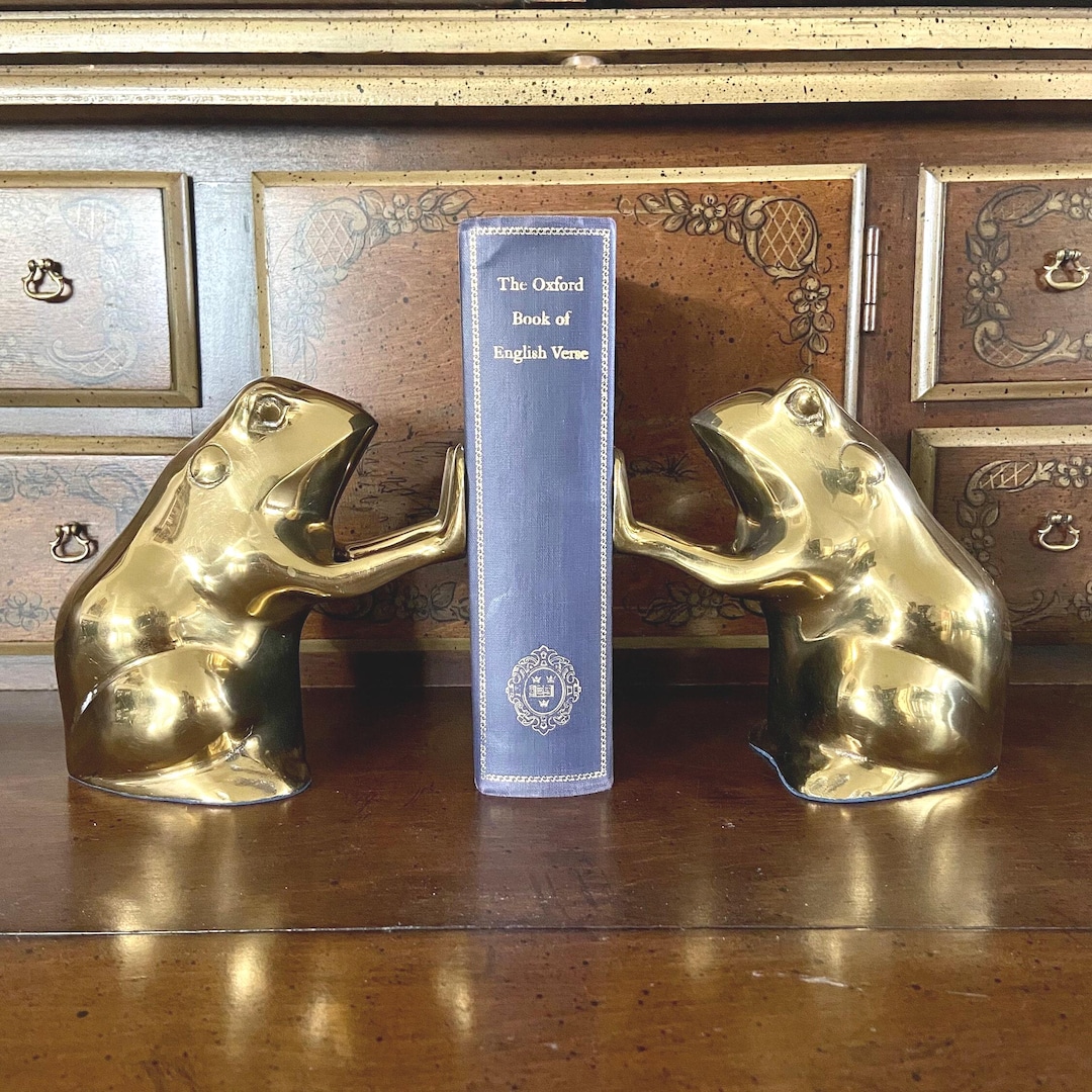Vintage Brass Frog Bookends - Etsy