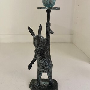 Vintage Bronze With Verdigris Rabbit Candlestick Holders - Etsy