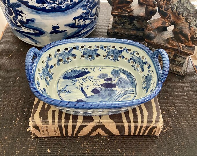 Victoria Ironstone Reticulated Ceramic Basket With Handles - Etsy