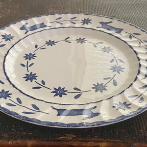 Blue / White Bunny Rabbit Dinner Plate by Wood & Sons England - Etsy