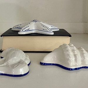 Italian Blue & White Ceramic Seashell Coastal Mold Wall Plaques - Etsy