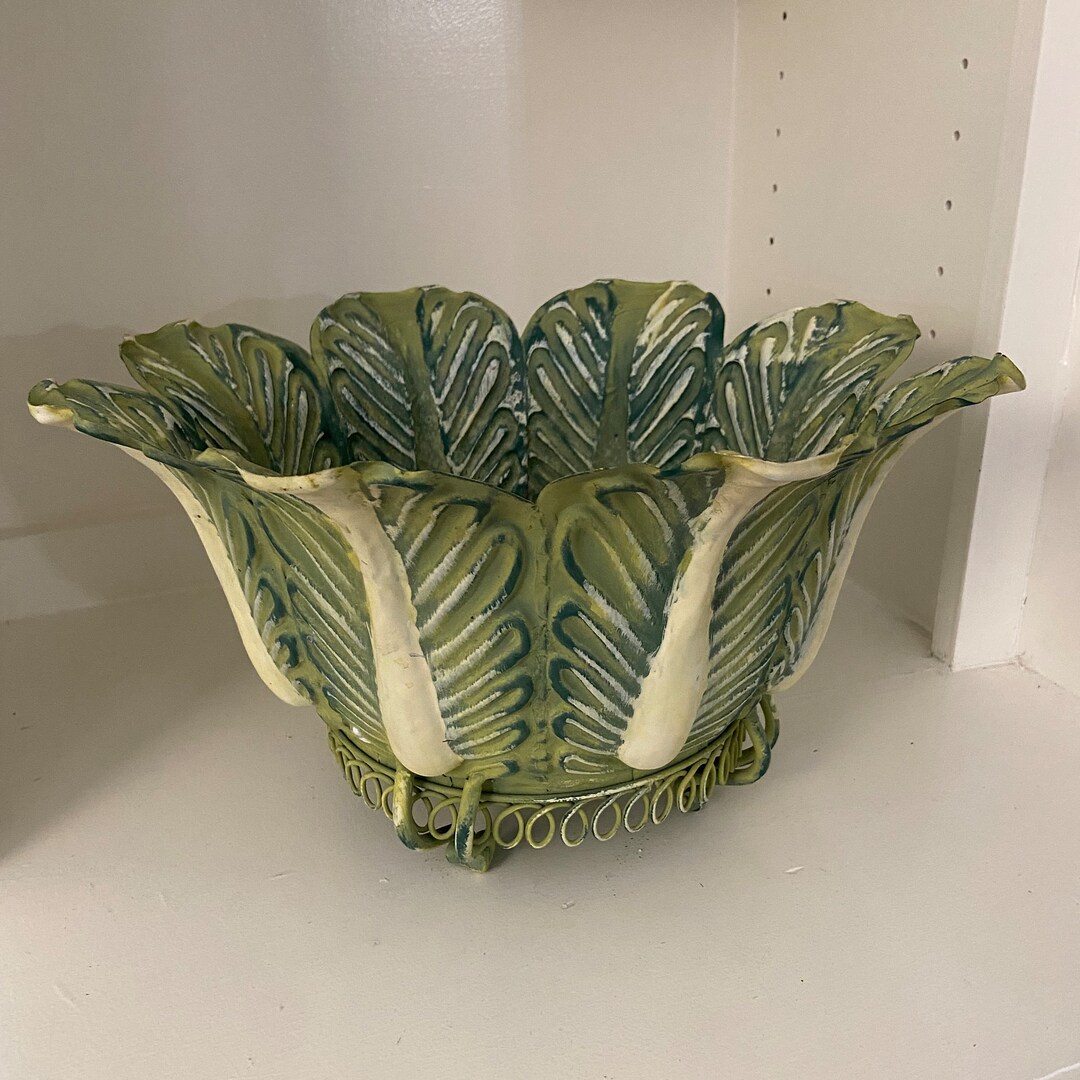 Large Vintage Metal Cabbage Planter 14 X 7.75 - Etsy