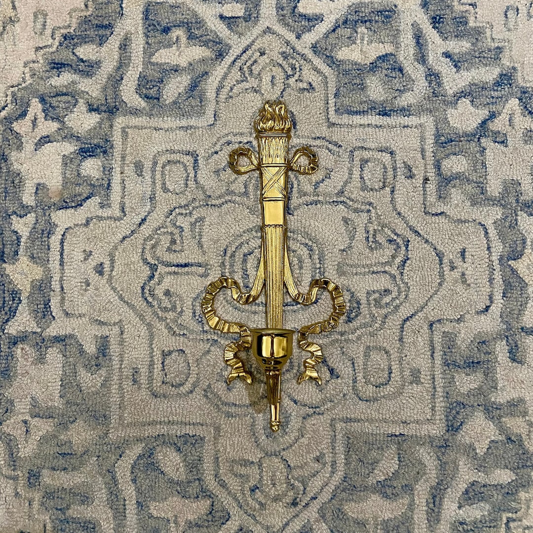 Gold Metal Torch and Ribbon Candleholder Wall Sconce - Etsy