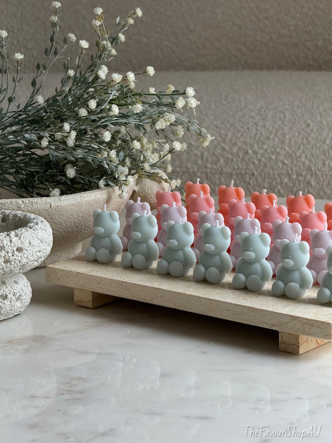 Small Teddy Bear Unscented Candles Cute Baby Shower Favours Teddy ...