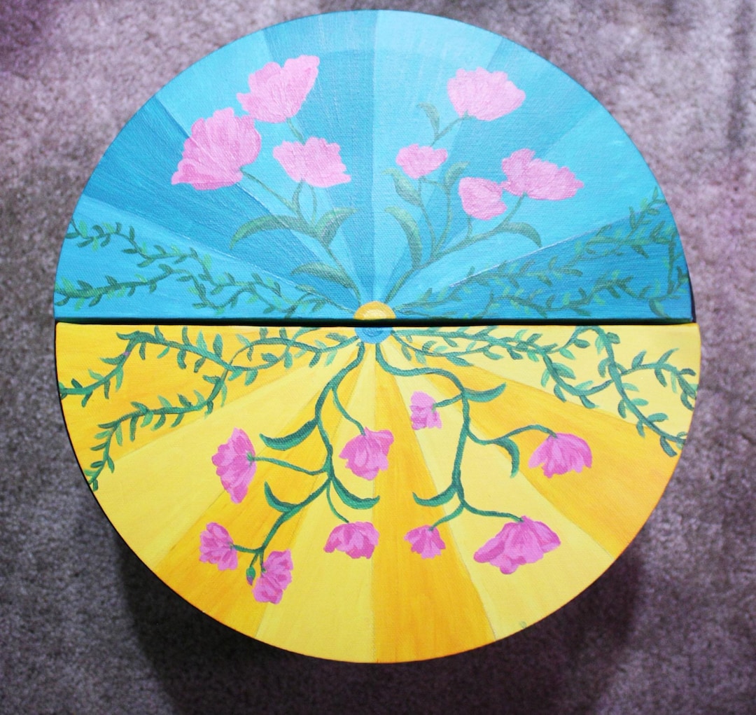 Half Circle Acrylic Paintings Set "two Halves Make a Whole" Hand ...