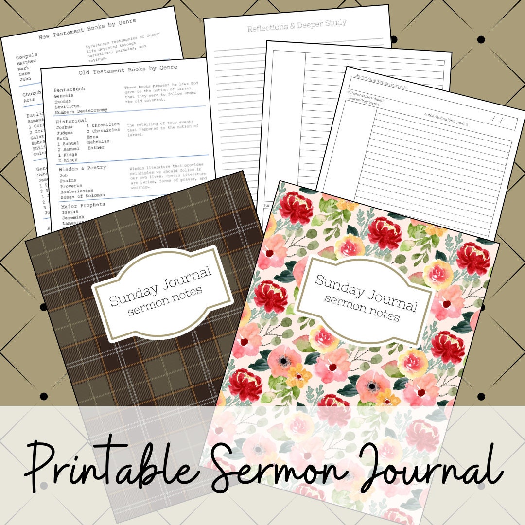 Sunday Journal: a Printable Sermon Notebook - Etsy