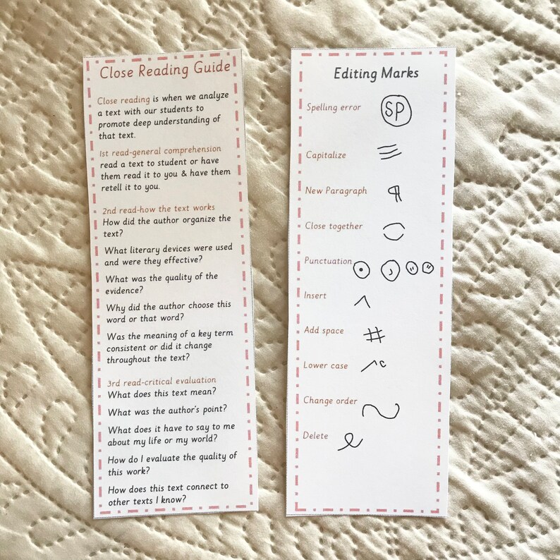 Language Arts Bookmarks - Etsy