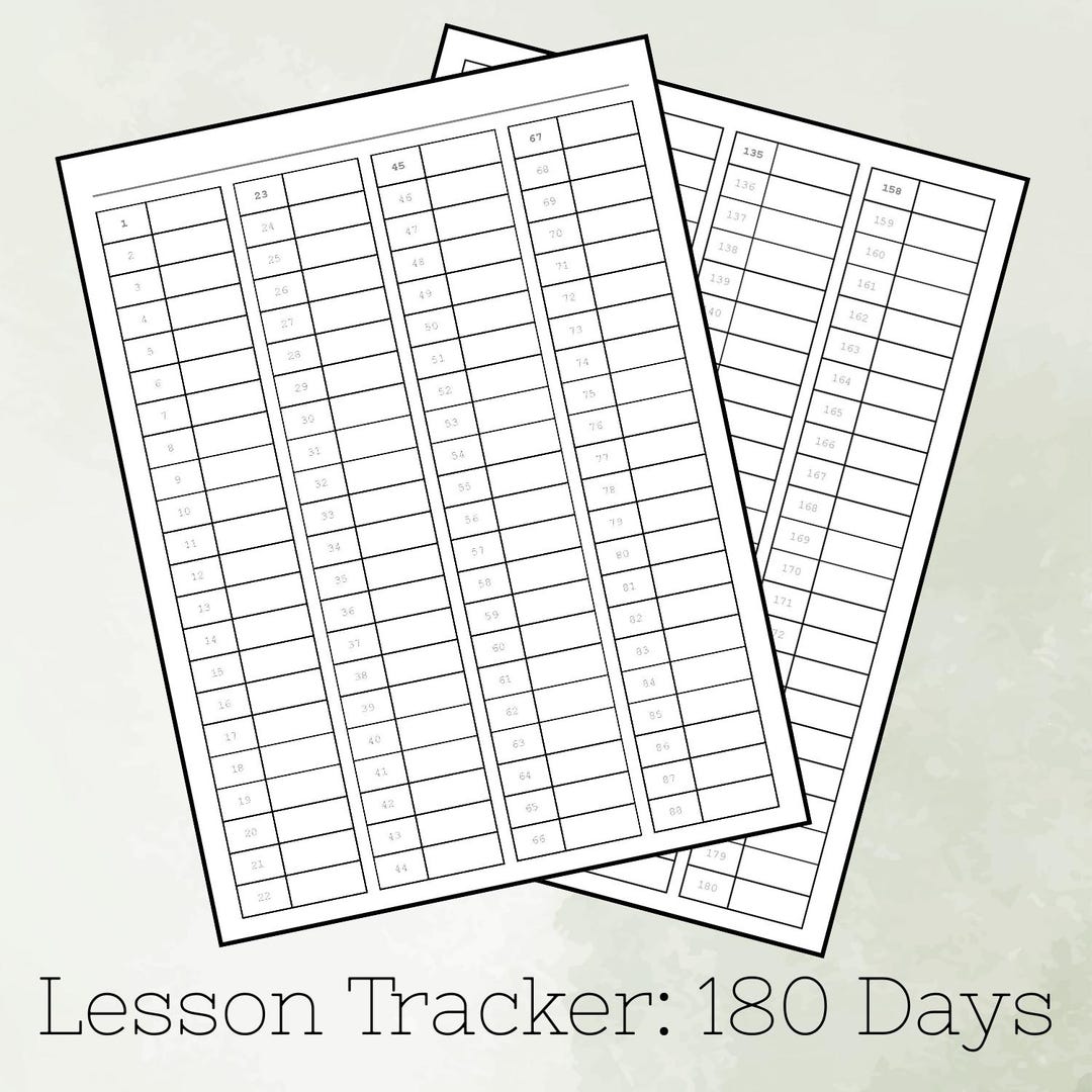 180 Day Lesson Tracker - Etsy