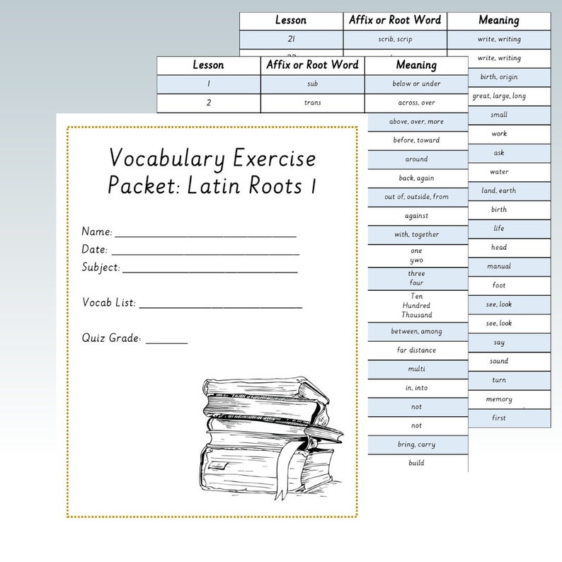 Latin Root Words Weekly Vocabulary Packet 1 - Etsy