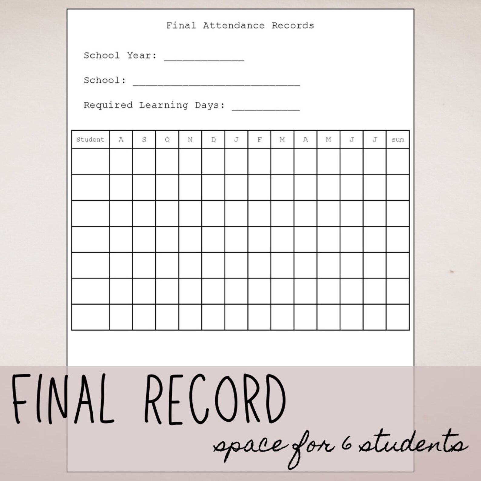 Homeschool Attendance Tracker - Etsy