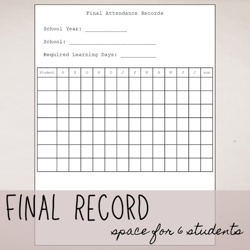 Homeschool Attendance Tracker - Etsy