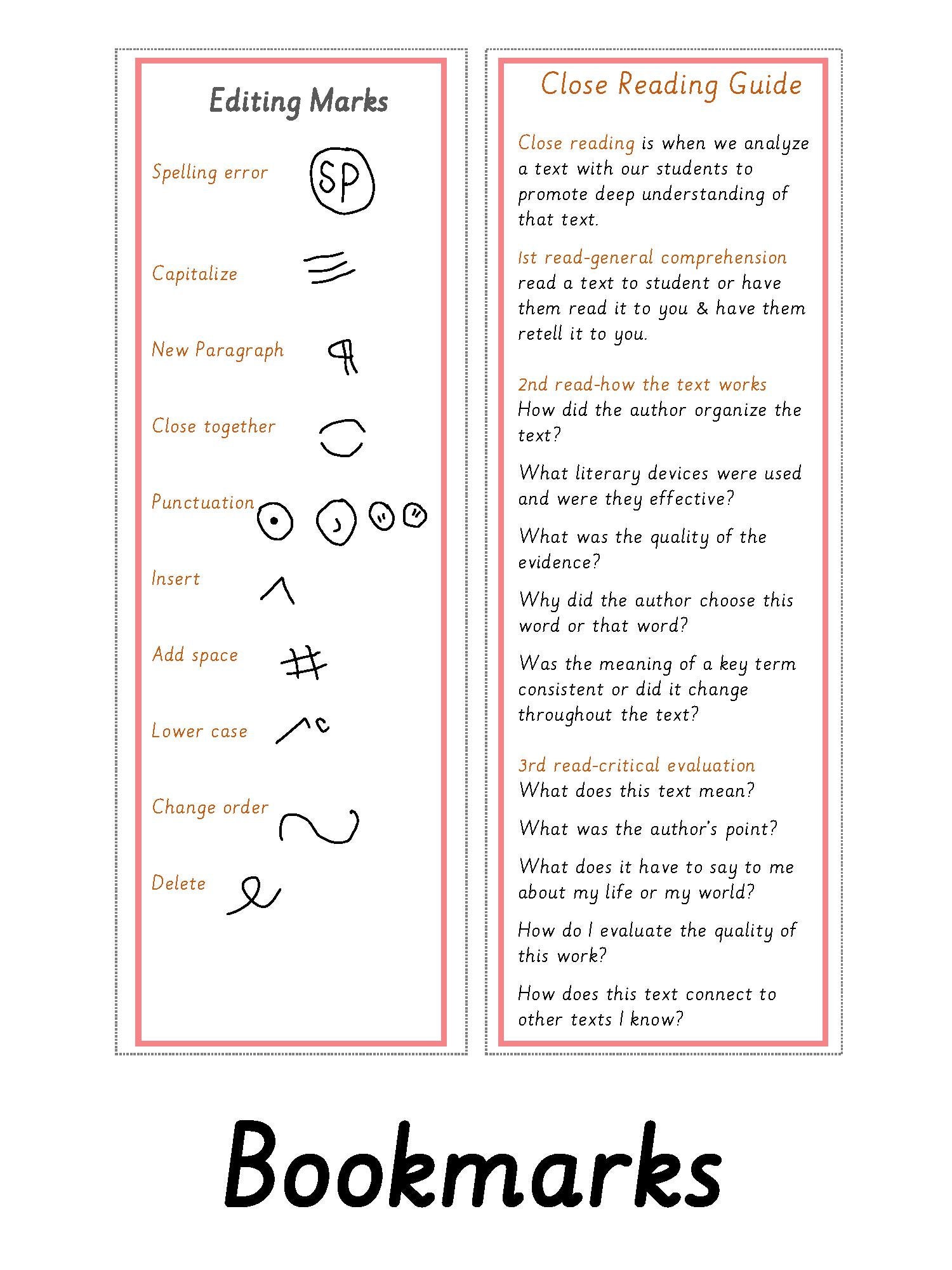 Language Arts Bookmarks - Etsy