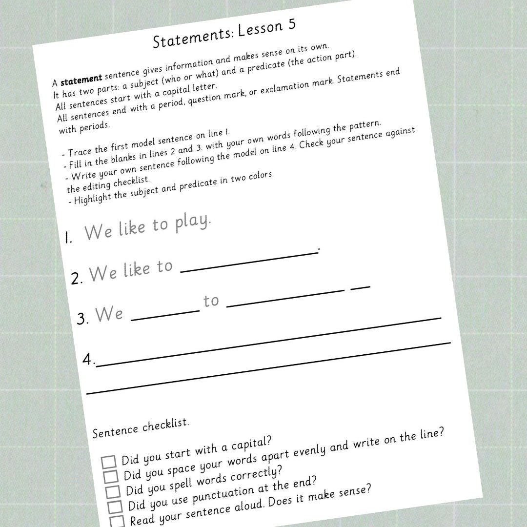Sentence Scaffolds: Grade 2-3 - Etsy