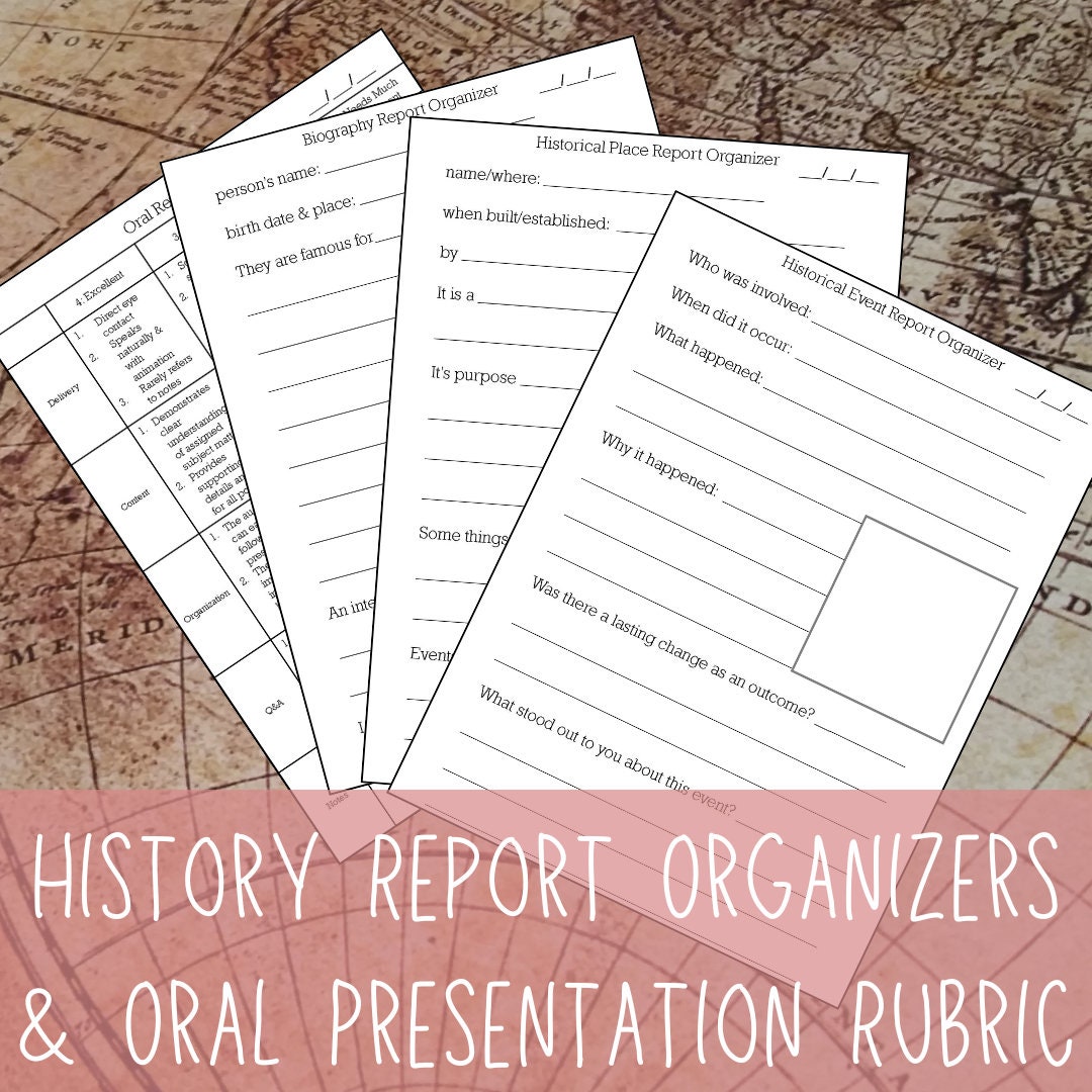 History Oral Reports: Organizers & Rubric - Etsy