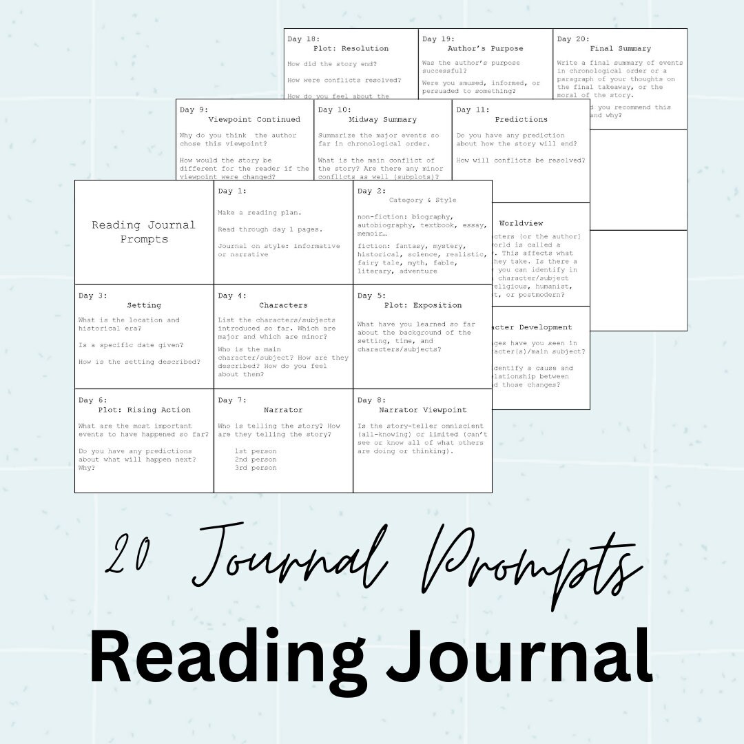 Reading Journal Prompts - Etsy