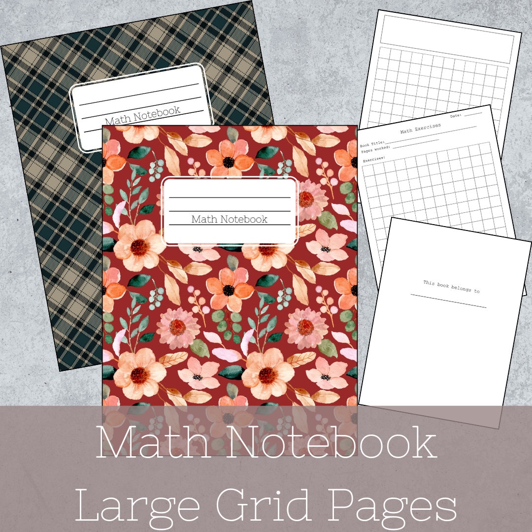 Math Notebook: Large Grid - Etsy