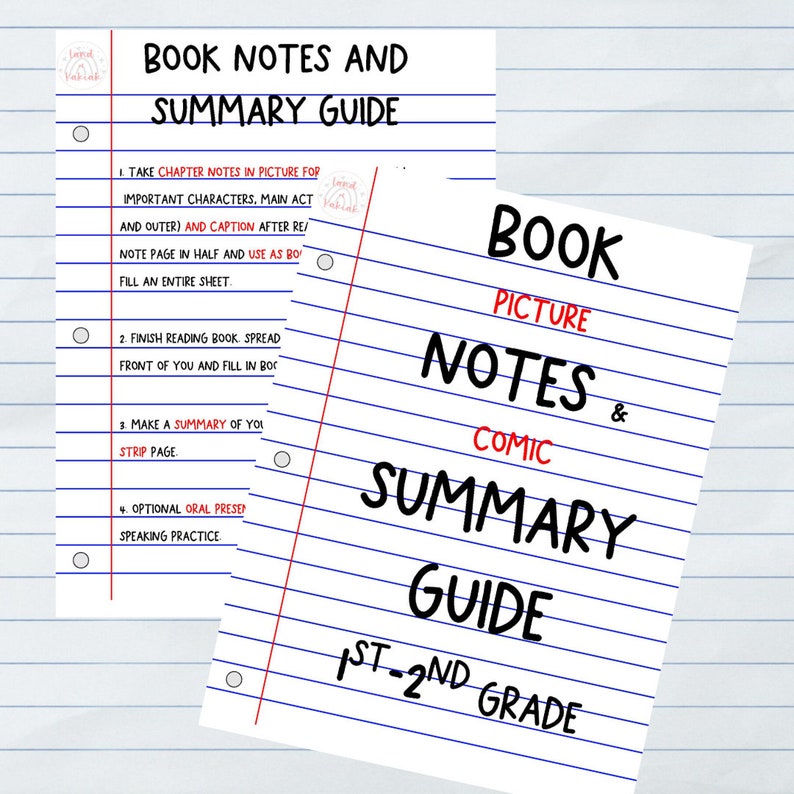 Book Picture Notes & Comic Summary - Etsy